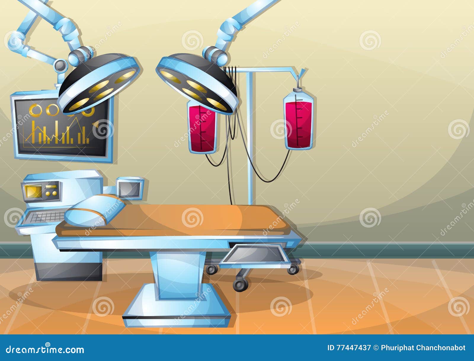 Cartoon Vector Illustration Interior Surgery Operation Room with ...