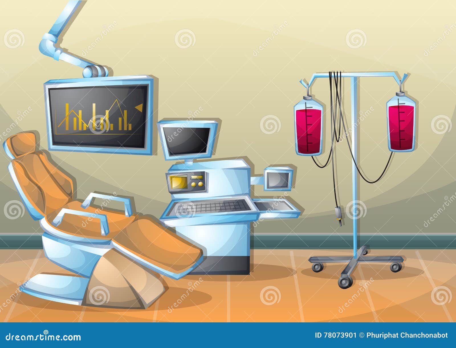 Cartoon Vector Illustration Interior Surgery Operation Room with ...