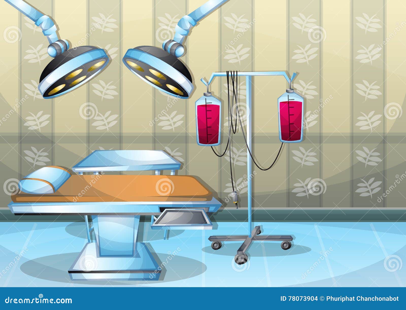 Cartoon Vector Illustration Interior Surgery Operation Room with ...