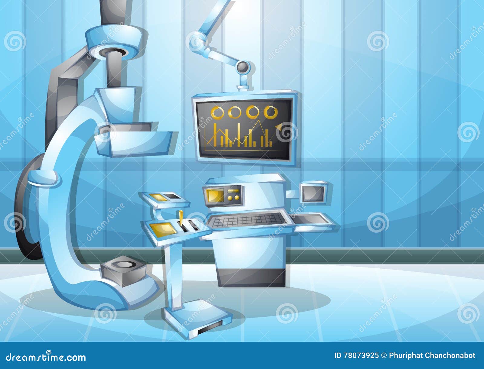 Cartoon Vector Illustration Interior Surgery Operation Room with ...