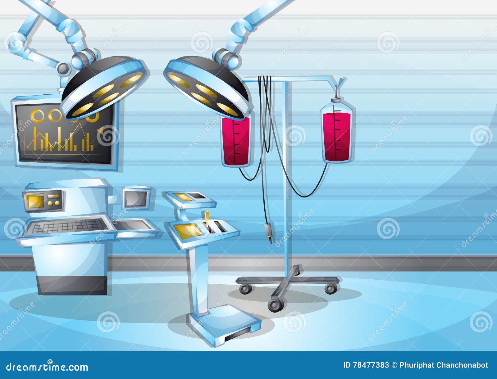 Cartoon Vector Illustration Interior Surgery Operation Room with ...
