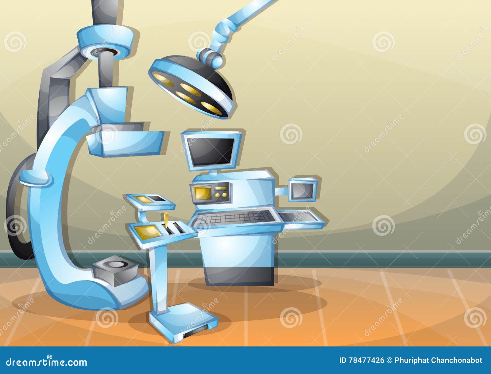 Cartoon Vector Illustration Interior Surgery Operation Room with ...