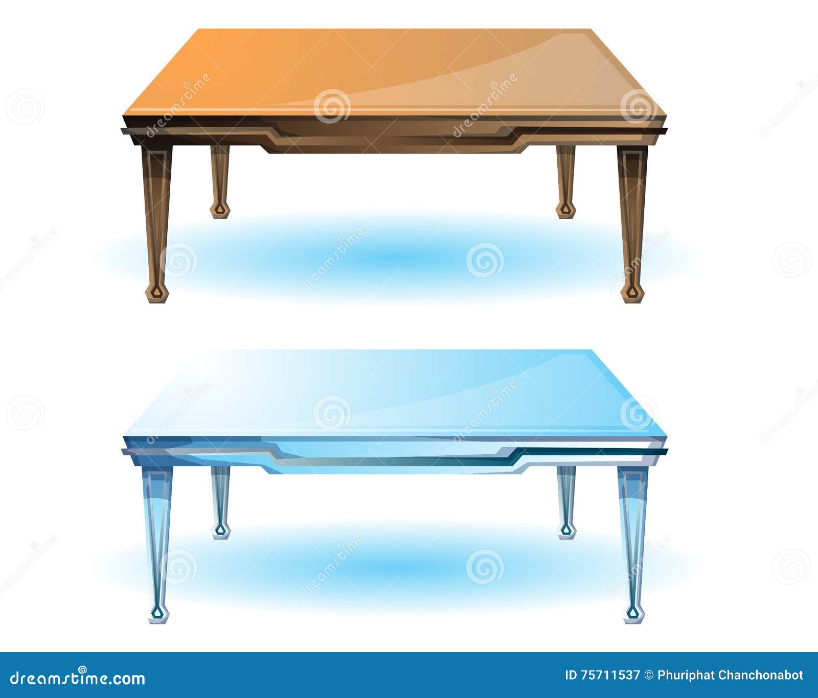 Cartoon Vector Illustration Interior Wood Table Stock Vector ...