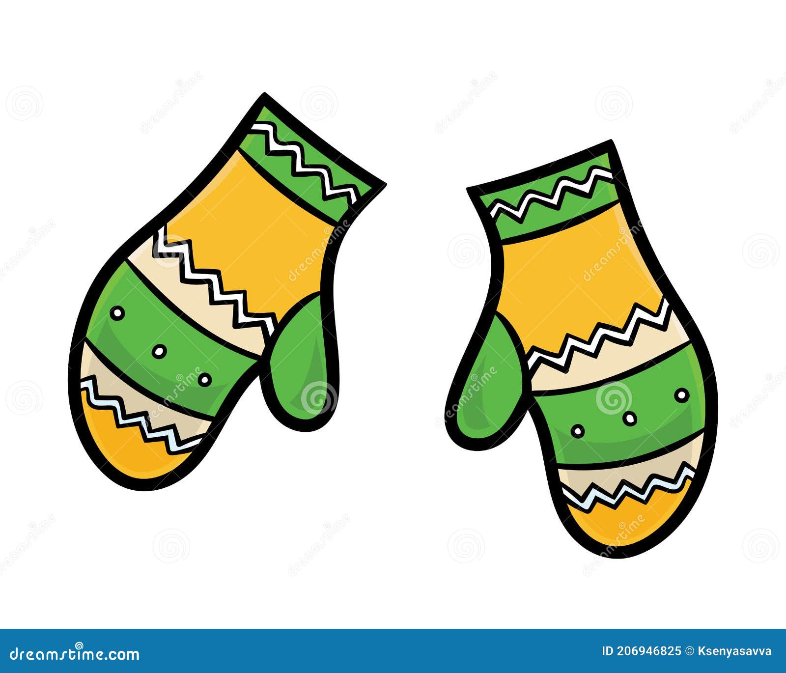 Cartoon Vector Illustration For Kids, Mitten With A Geometric Pattern ...