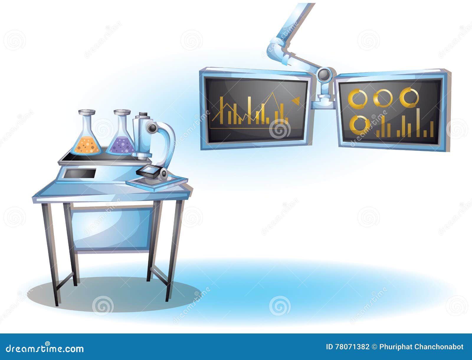 Cartoon Vector Illustration Laboratory Interior Room with Separated ...