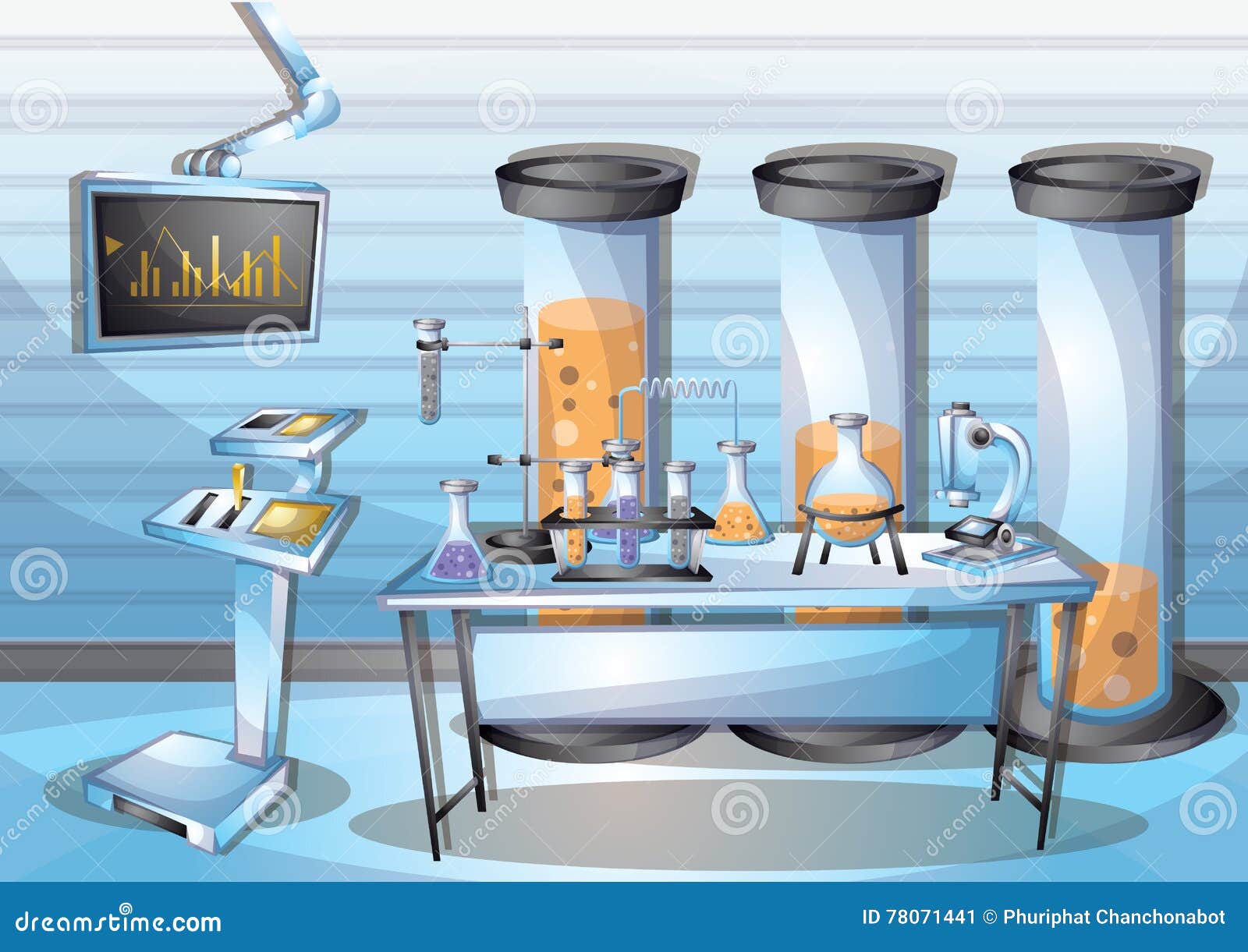 Cartoon Vector Illustration Laboratory Interior Room with Separated ...