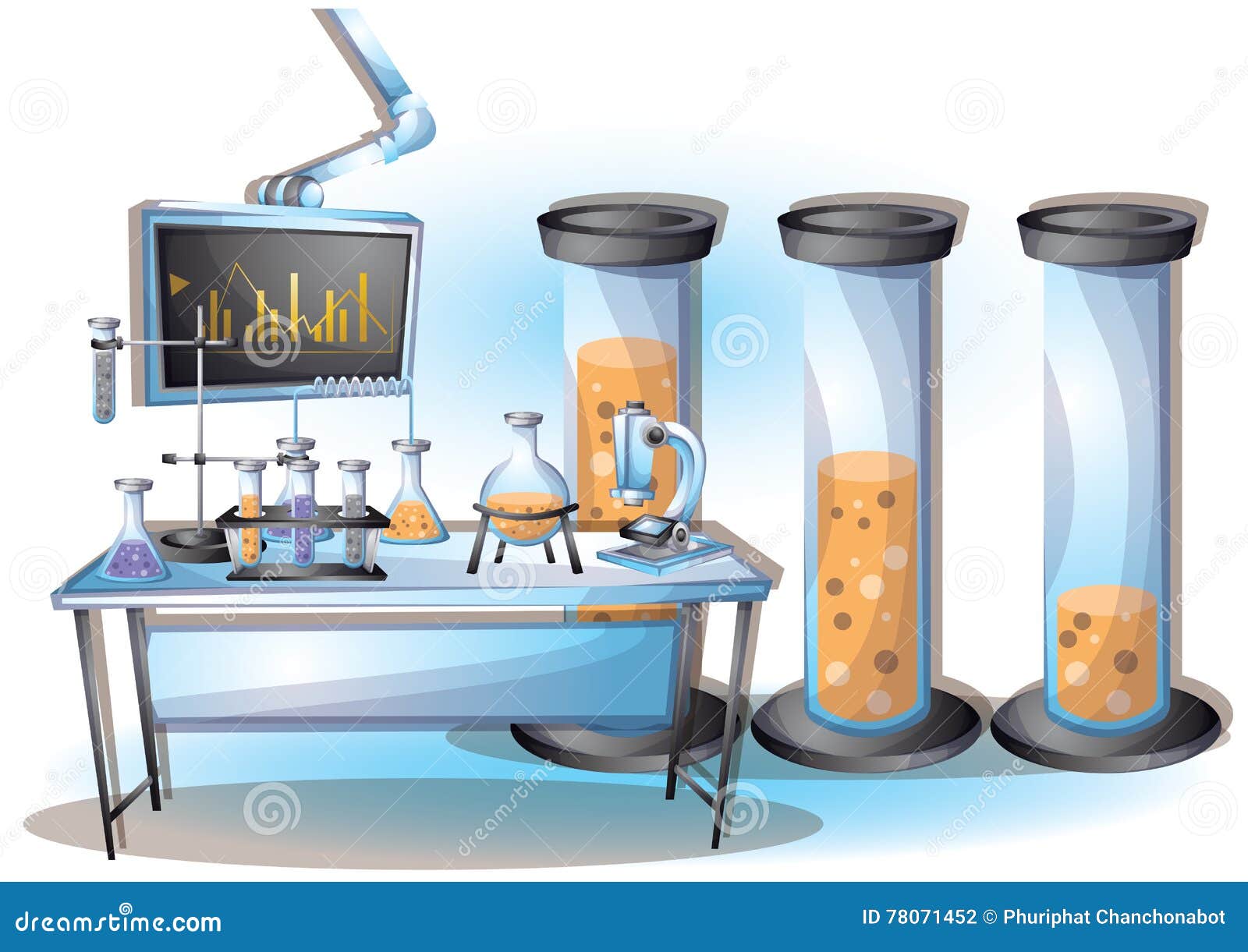 Cartoon Vector Illustration Laboratory Interior Room with Separated ...