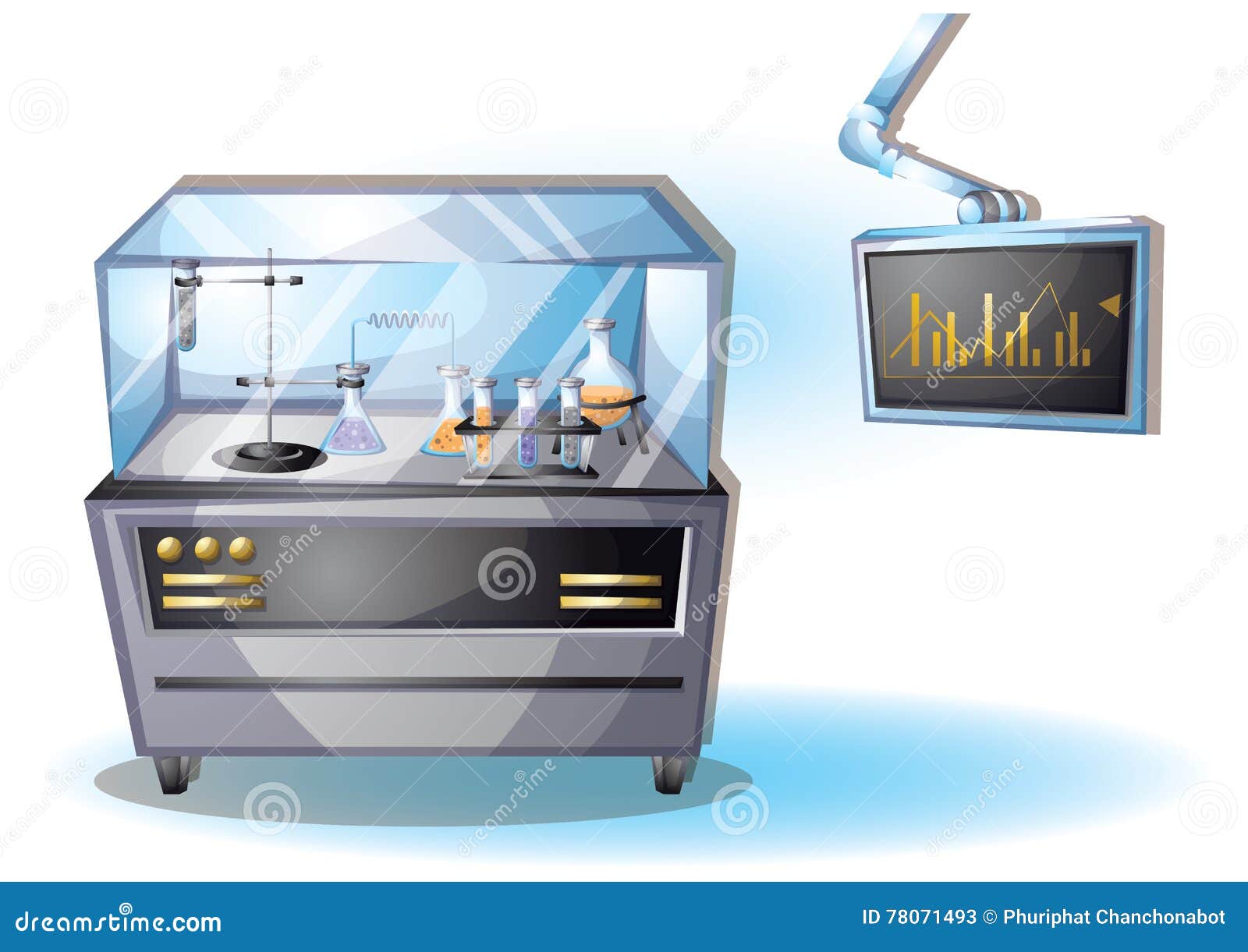 Cartoon Vector Illustration Laboratory Interior Room with Separated ...