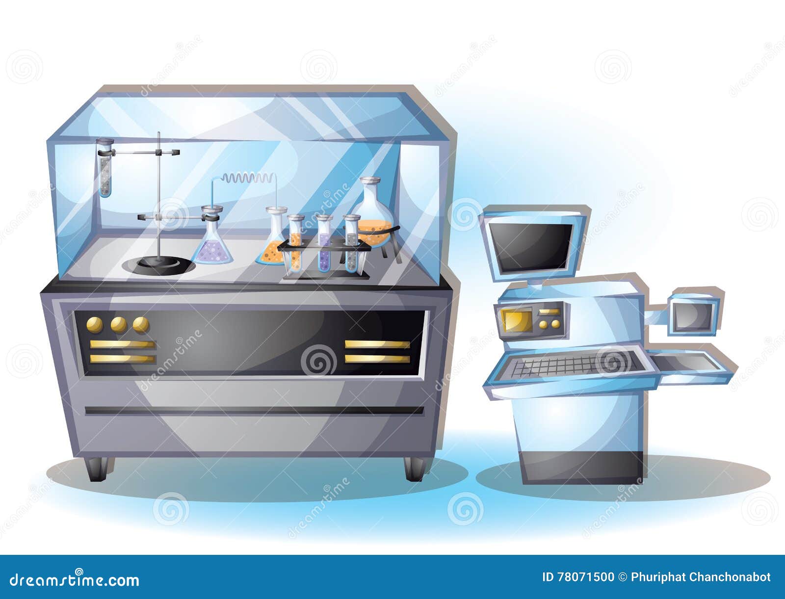 Cartoon Vector Illustration Laboratory Interior Room with Separated ...