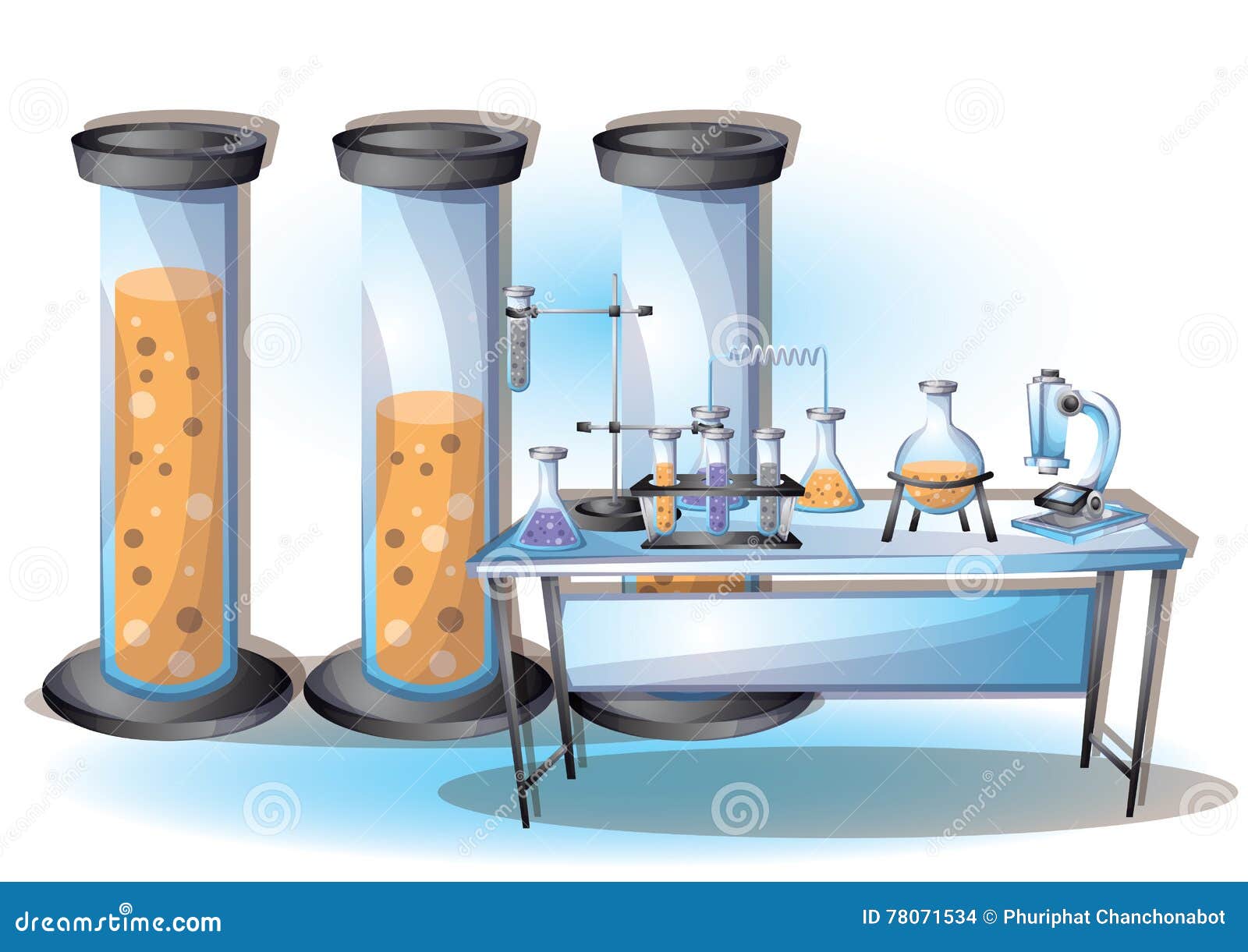 Cartoon Vector Illustration Laboratory Interior Room with Separated ...