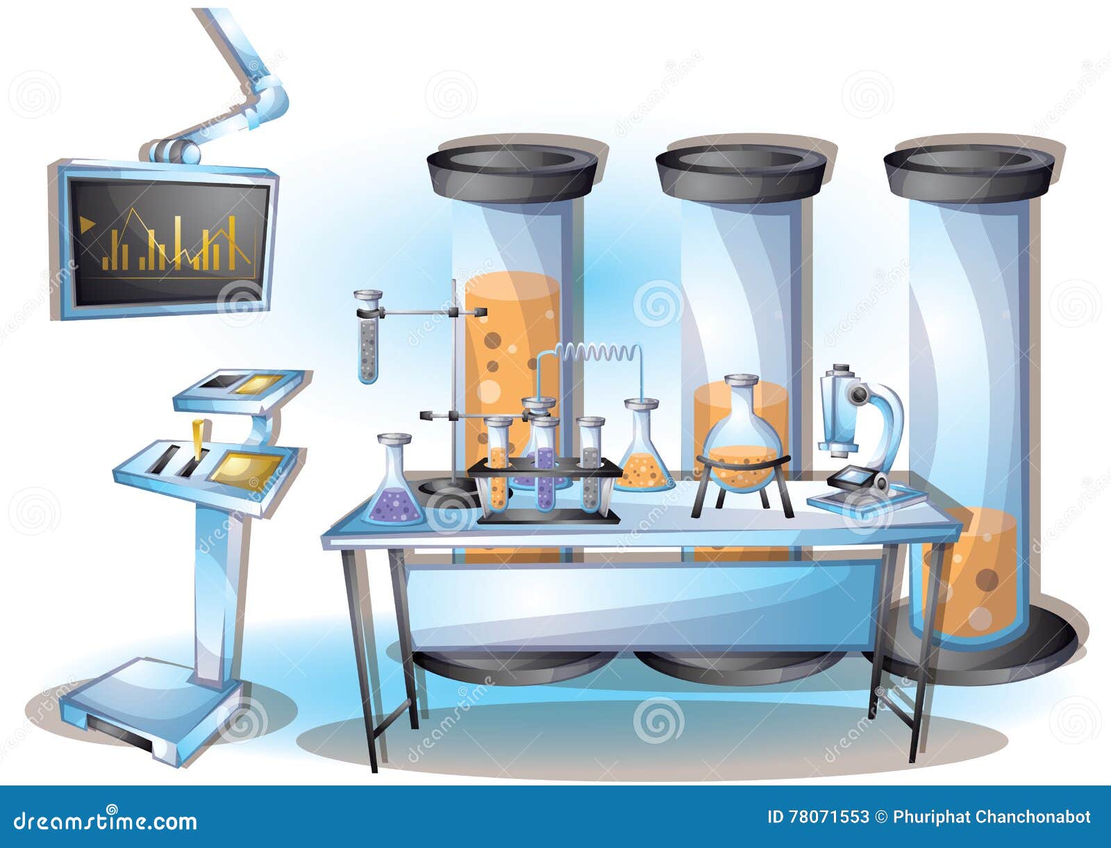 Cartoon Vector Illustration Laboratory Interior Room with Separated ...