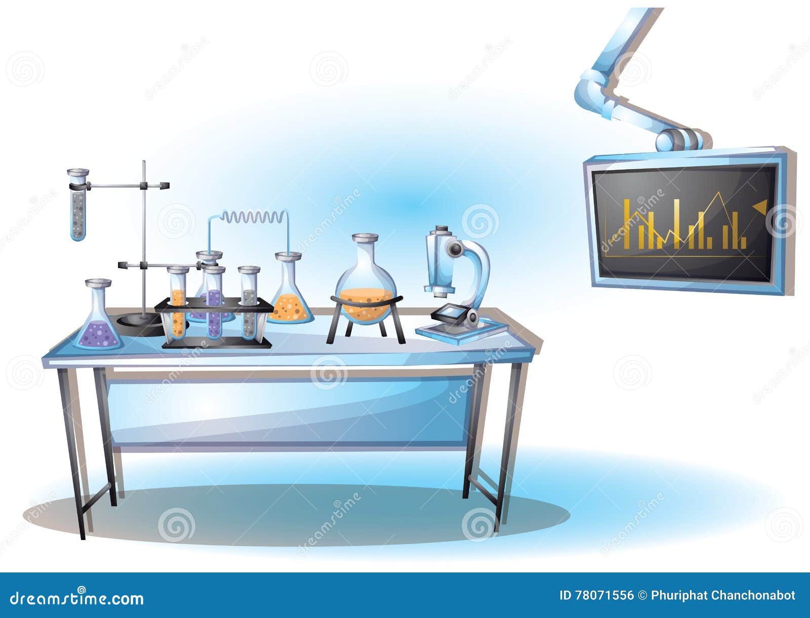 Cartoon Vector Illustration Laboratory Interior Room with Separated ...