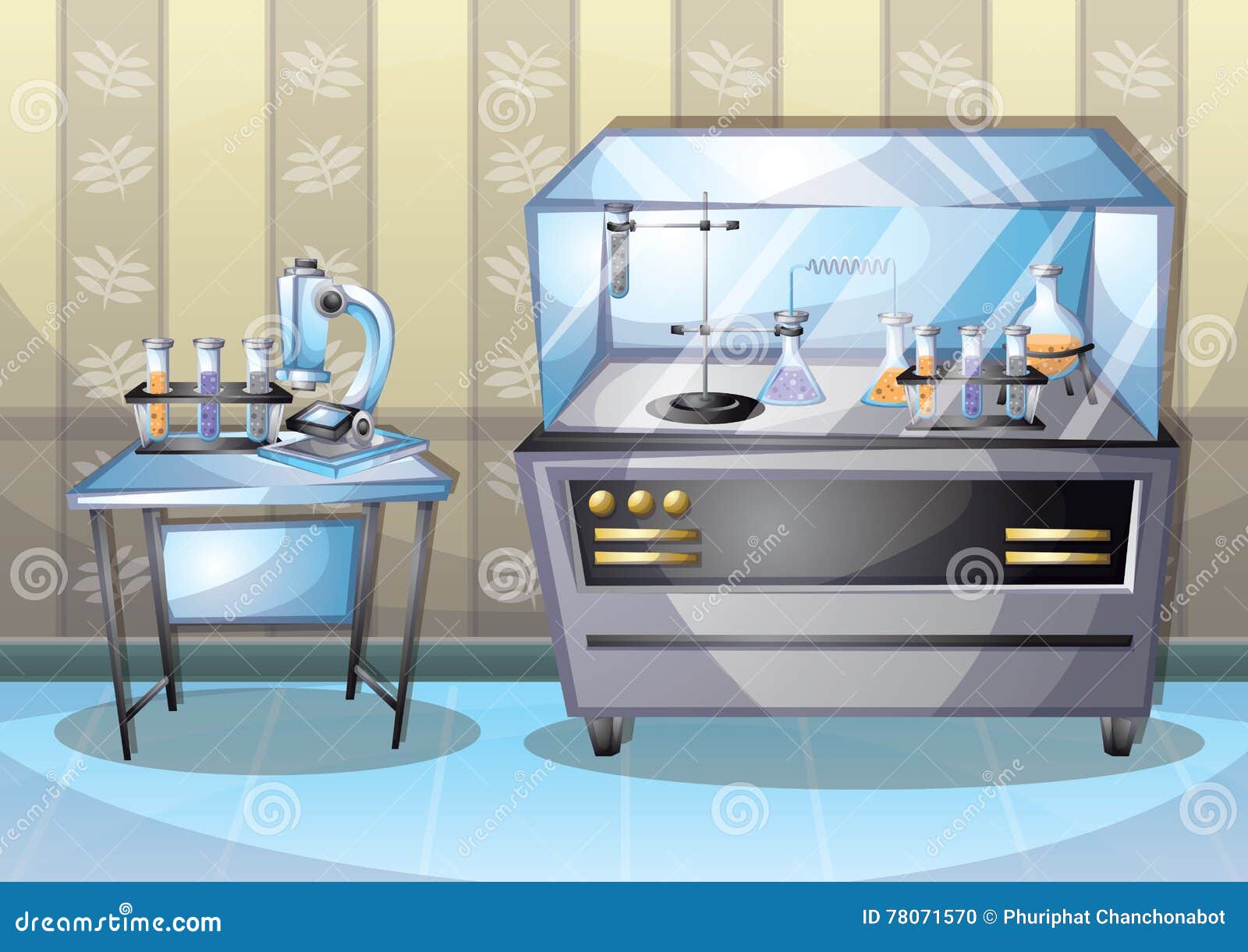 Cartoon Vector Illustration Laboratory Interior Room with Separated ...