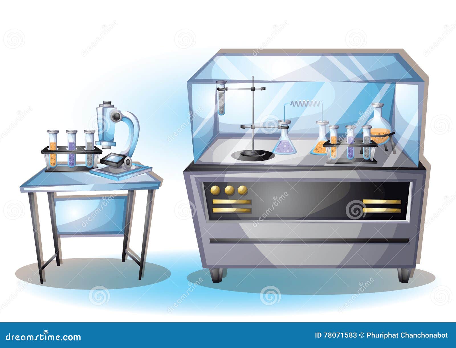 Cartoon Vector Illustration Laboratory Interior Room with Separated ...