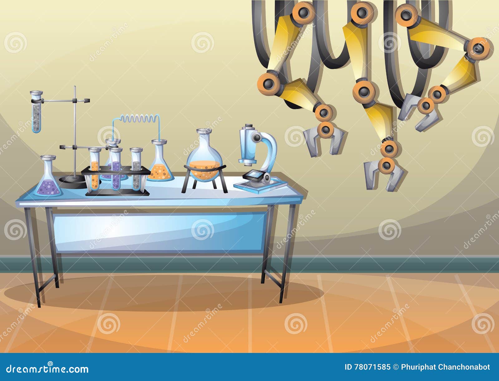 Cartoon Vector Illustration Laboratory Interior Room with Separated ...