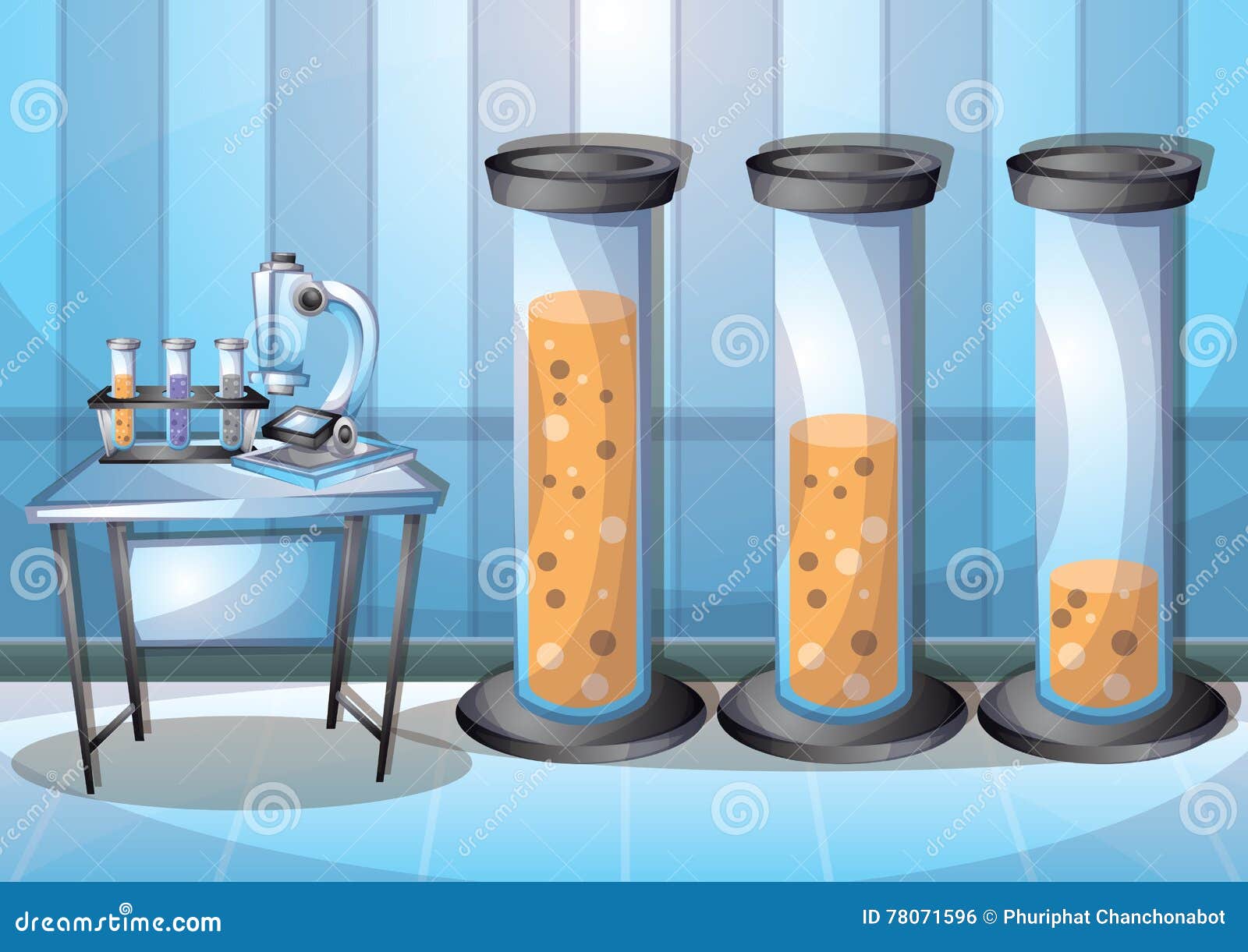 Cartoon Vector Illustration Laboratory Interior Room with Separated ...