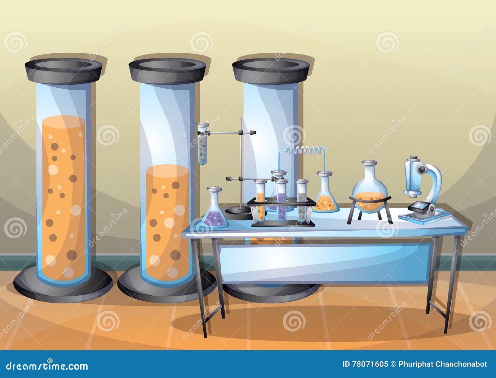 Cartoon Vector Illustration Laboratory Interior Room with Separated ...
