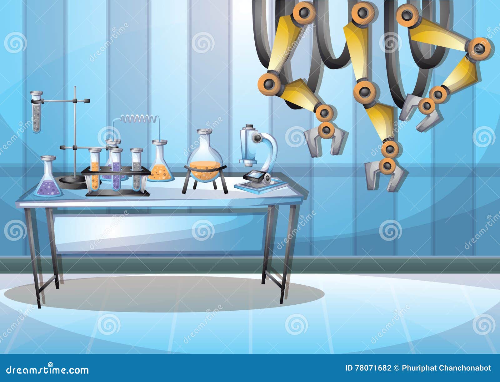 Cartoon Vector Illustration Laboratory Interior Room with Separated ...