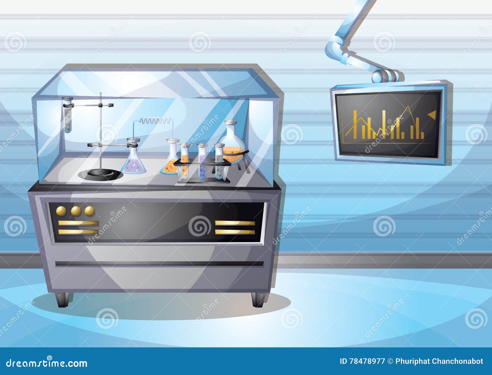 Cartoon Vector Illustration Laboratory Interior Room with Separated ...