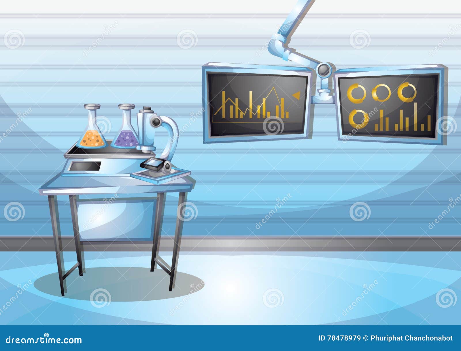 Cartoon Vector Illustration Laboratory Interior Room with Separated ...