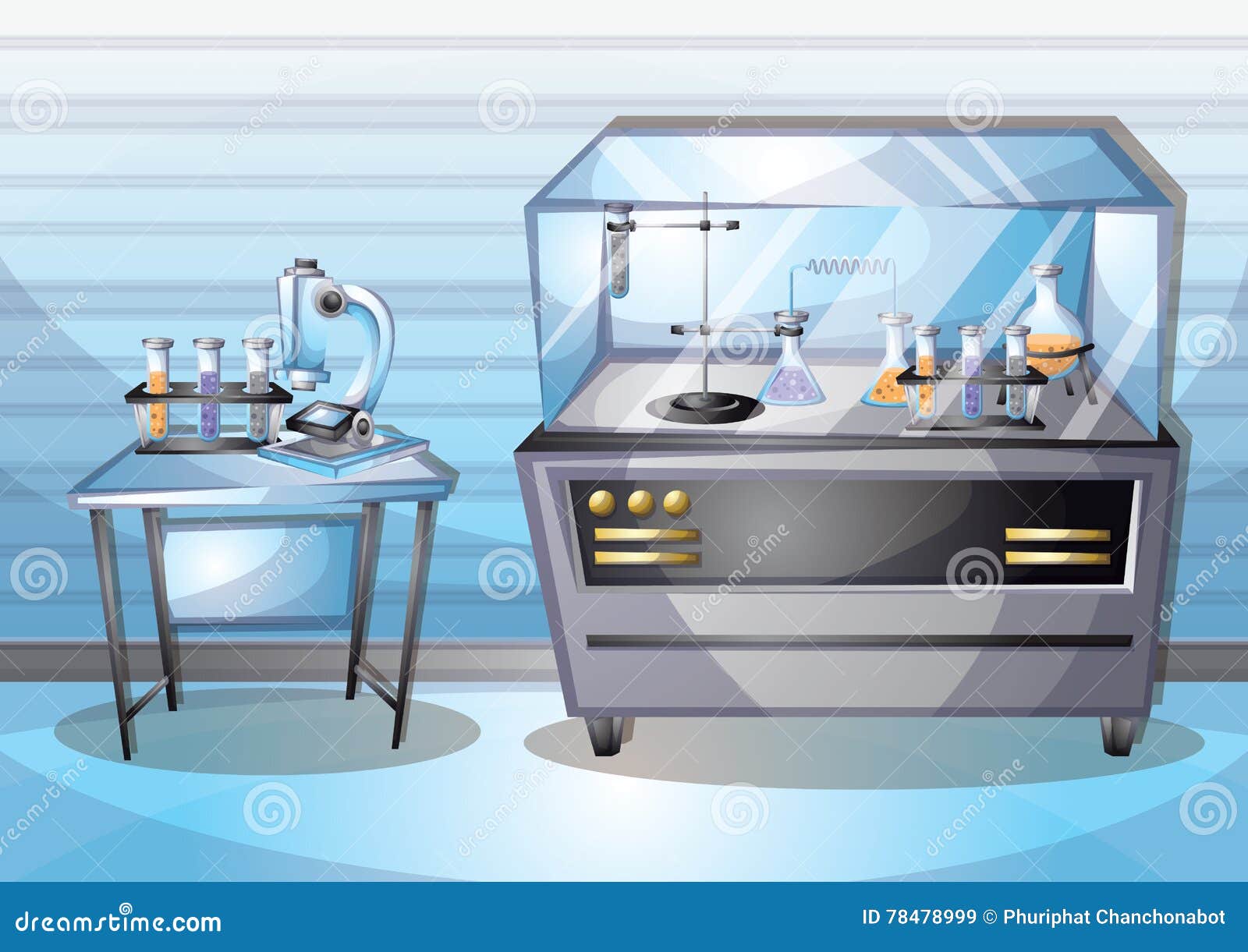 Cartoon Vector Illustration Laboratory Interior Room with Separated ...