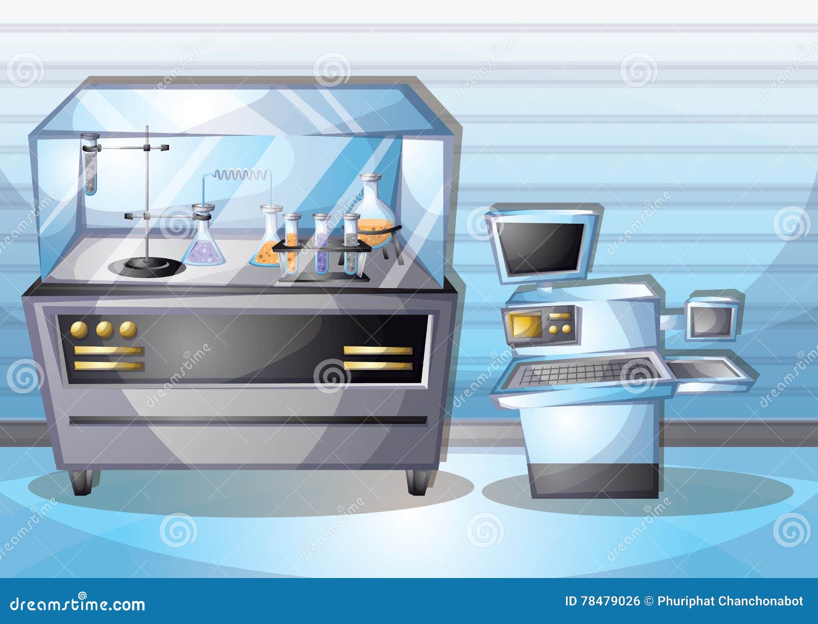 Cartoon Vector Illustration Laboratory Interior Room with Separated ...