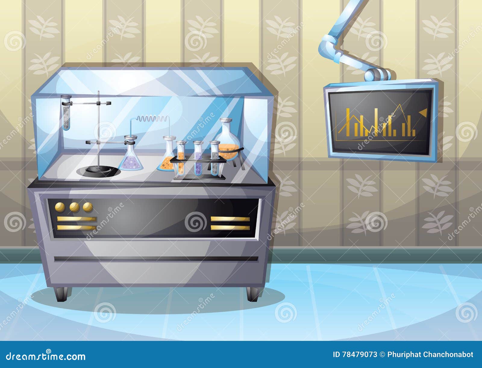 Cartoon Vector Illustration Laboratory Interior Room with Separated ...