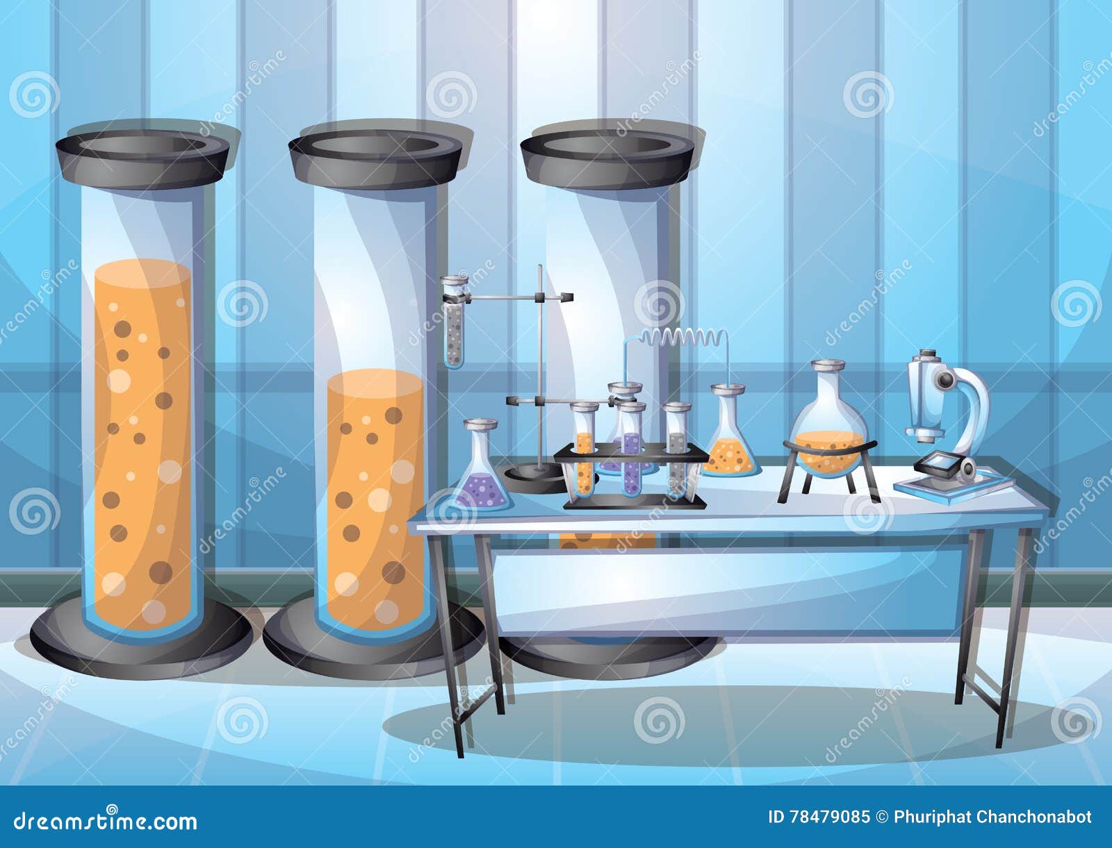 Cartoon Vector Illustration Laboratory Interior Room with Separated ...