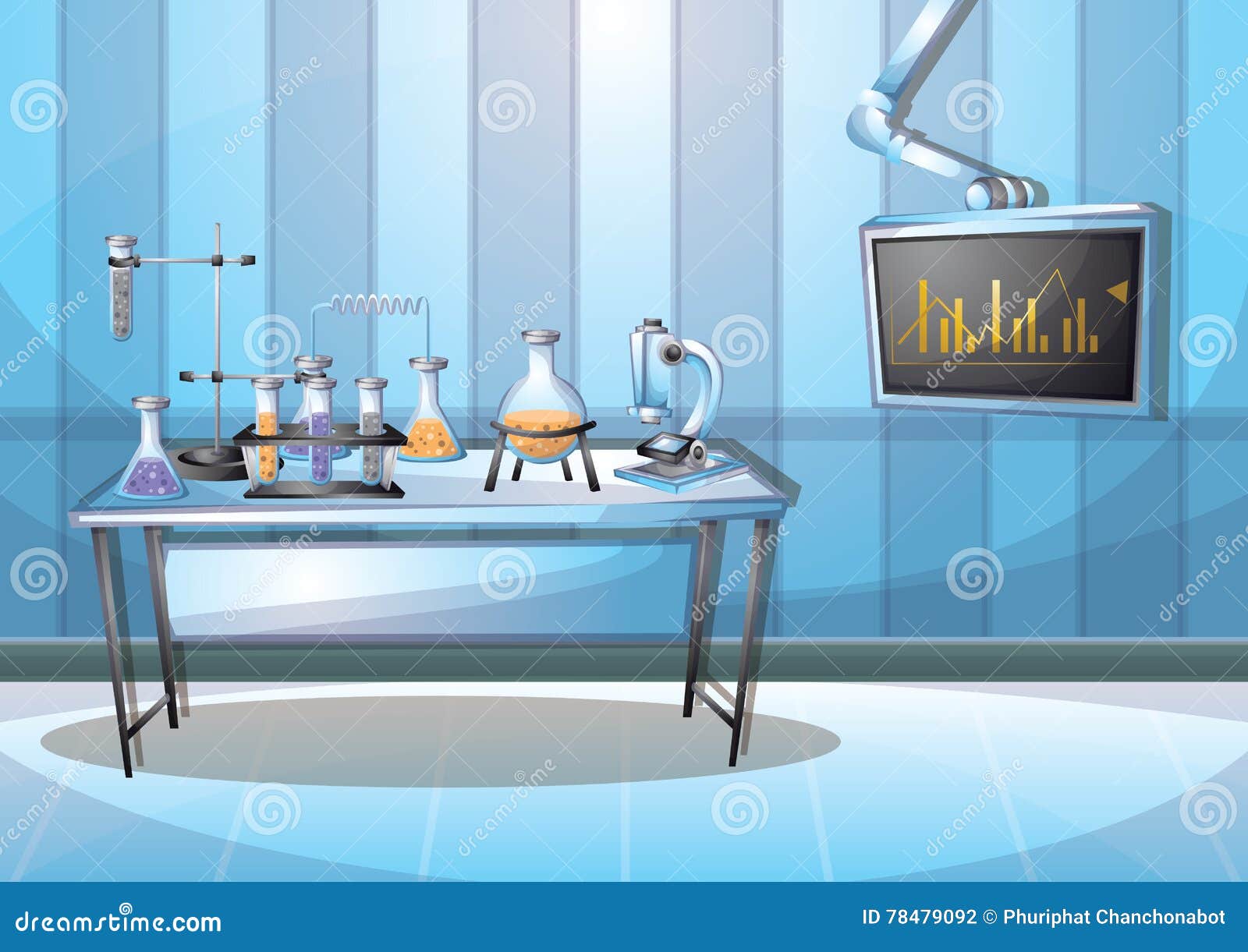 Cartoon Vector Illustration Laboratory Interior Room with Separated ...