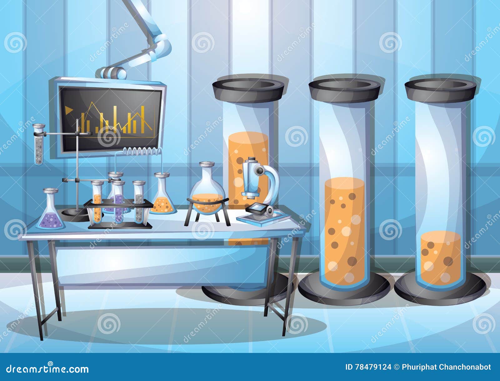 Cartoon Vector Illustration Laboratory Interior Room with Separated ...
