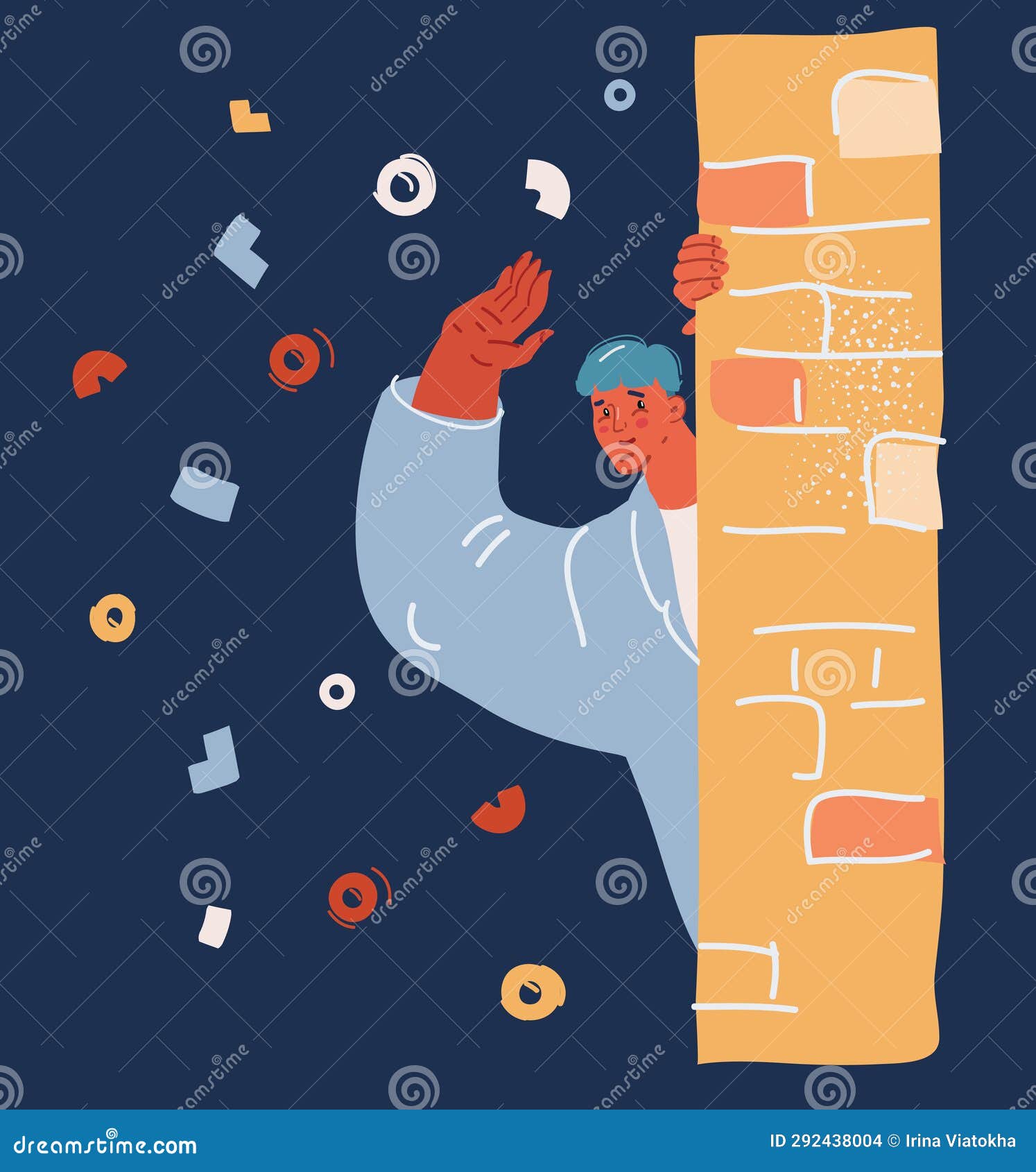 Cartoon Vector Illustration of Man Peeping Behind Wall Stock Vector ...