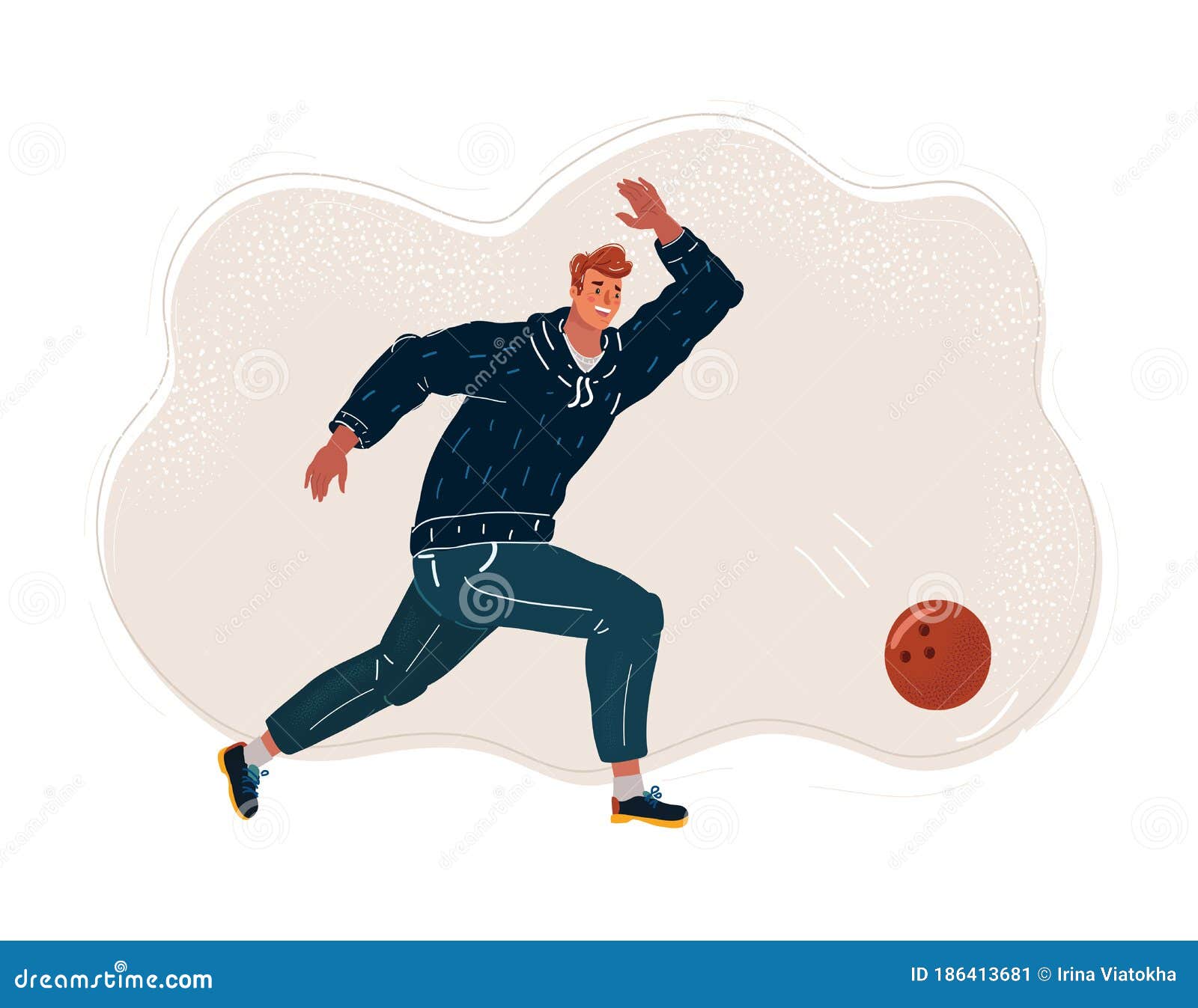 Vector Illustration of the Man, a Playing Bowling Stock Vector ...
