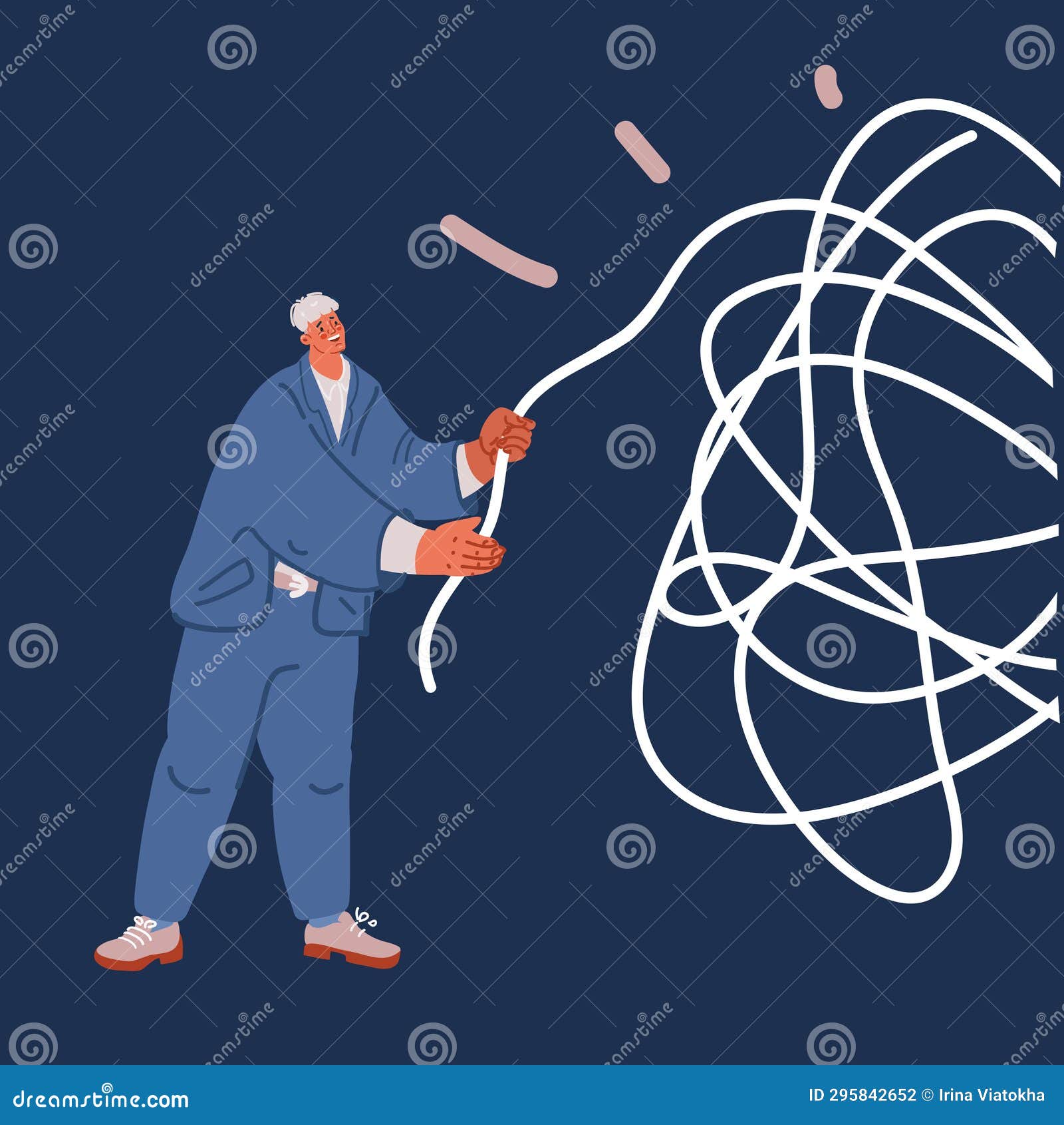 Cartoon Vector Illustration of Man Unwinding Thread Stock Illustration ...