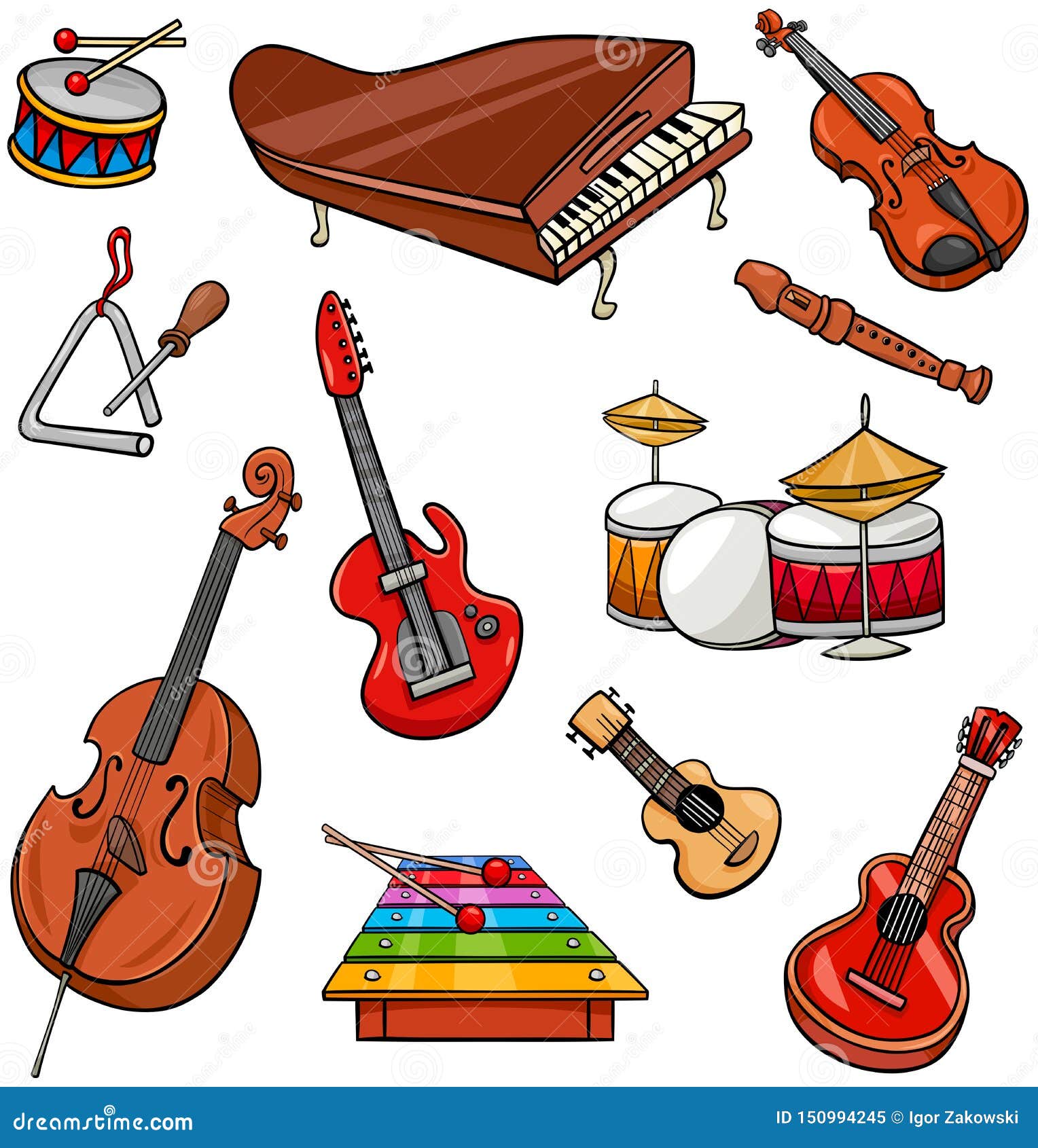 Musical Instruments Cartoon Illustration Set Stock Vector ... Musical Instruments Cartoon Illustration Set Stock Vector ...
