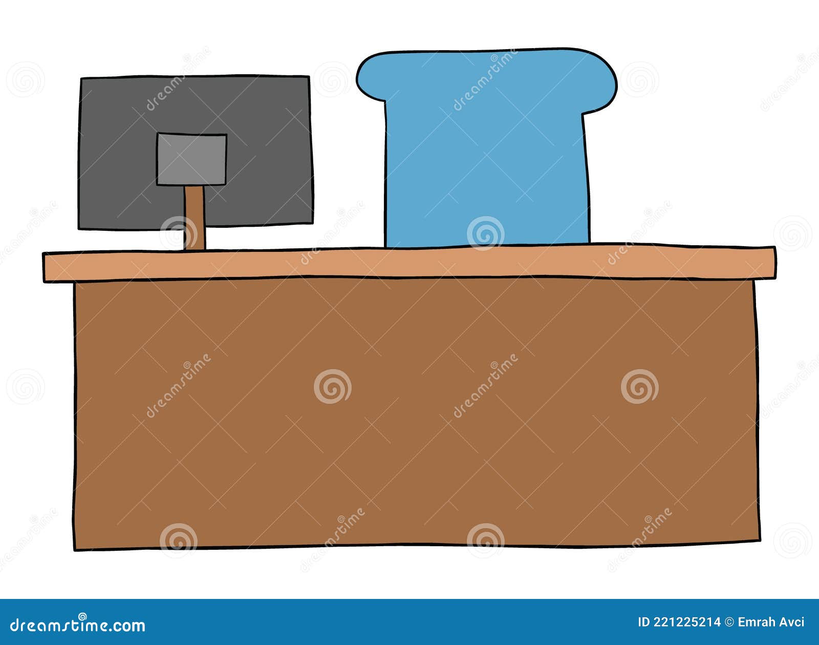 Cartoon Vector Illustration of Office Desk and Computer Stock Vector ...