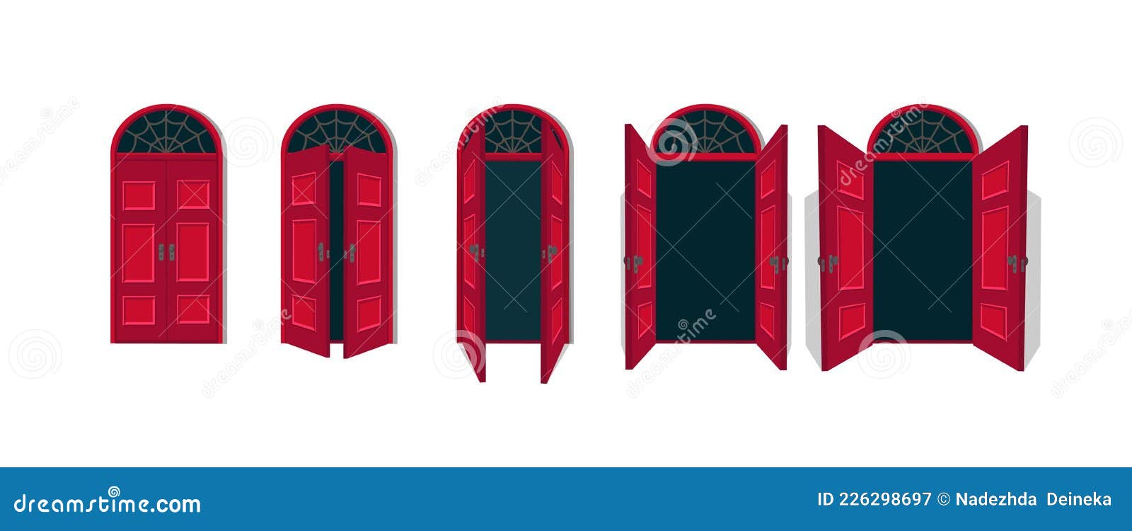 Cartoon Vector Illustration of the Open and Closed Doors Stock Vector ...