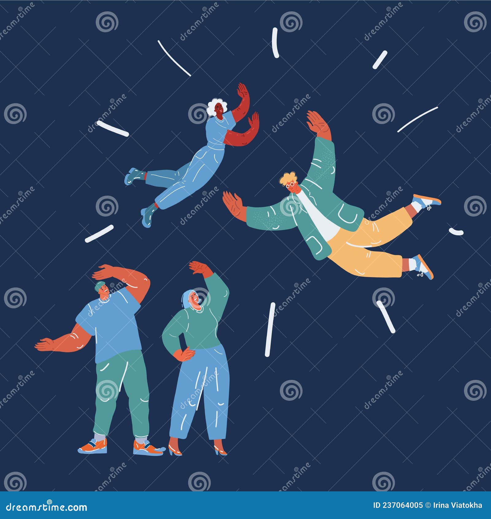 Cartoon Vector Illustration of People Fly on Sky. Stock Vector ...
