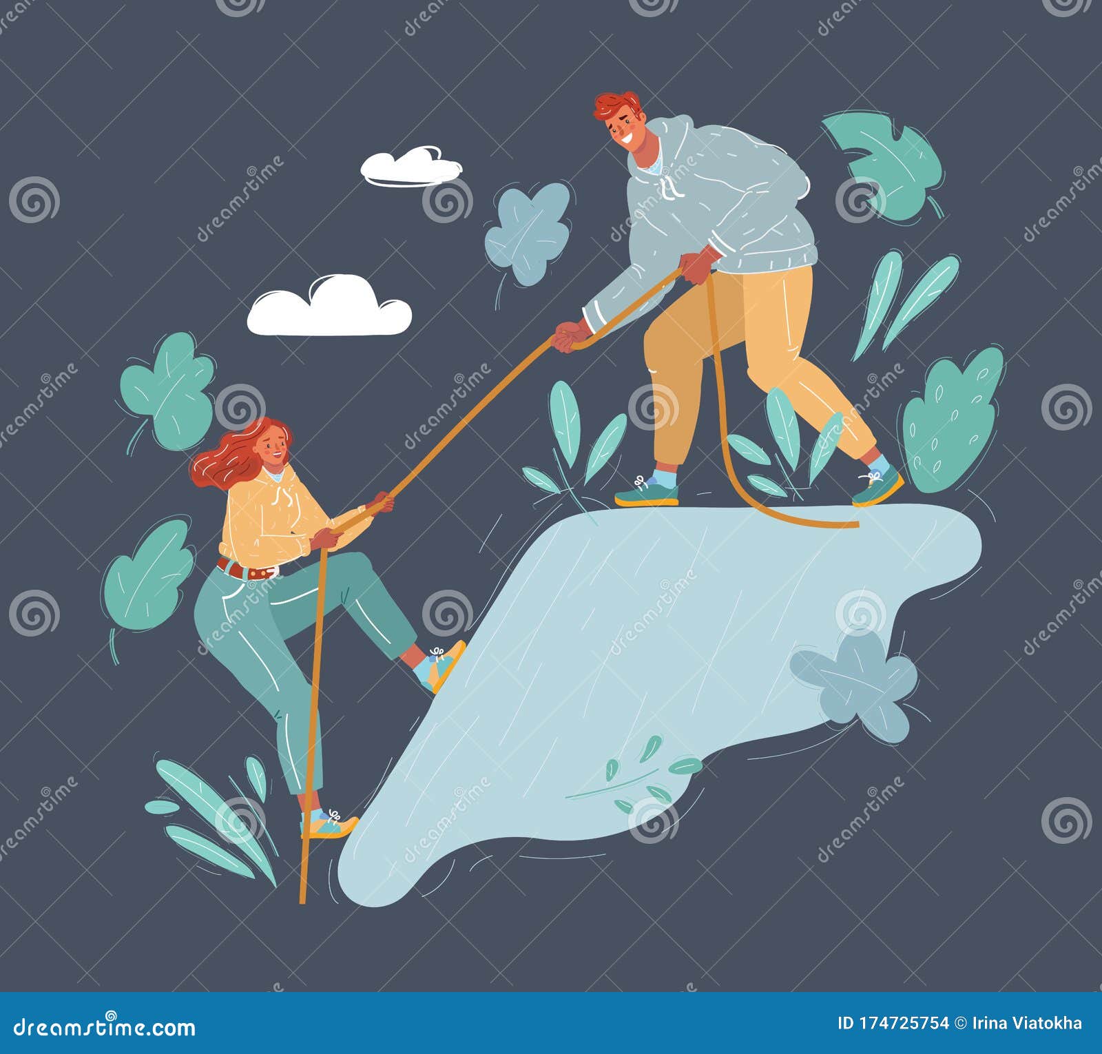 Illustration of Rhe People are Helping Each Other. Stock Vector ...