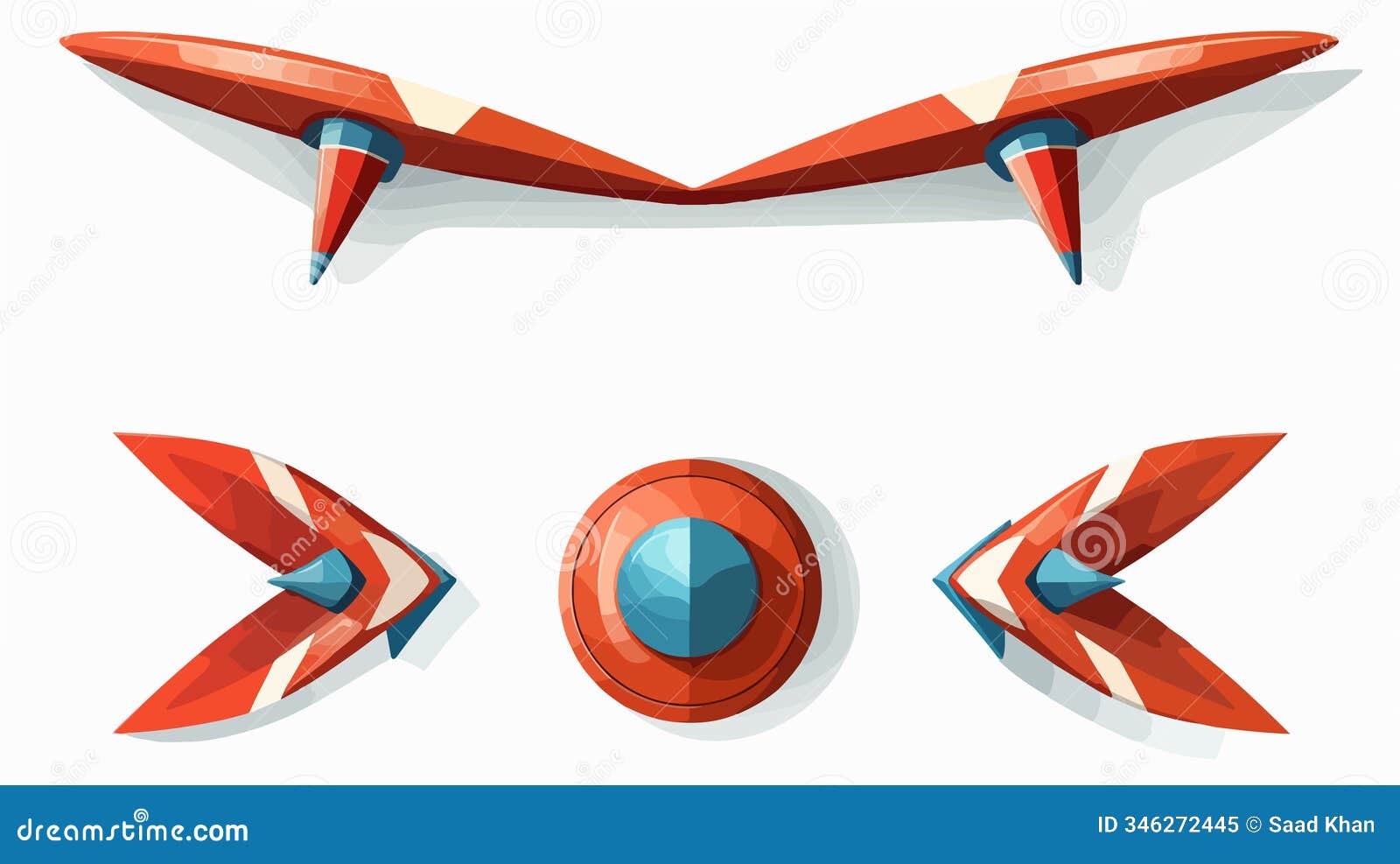 Propeller Shaped Triangular Parts and Arrow Sign Stock Illustration ...