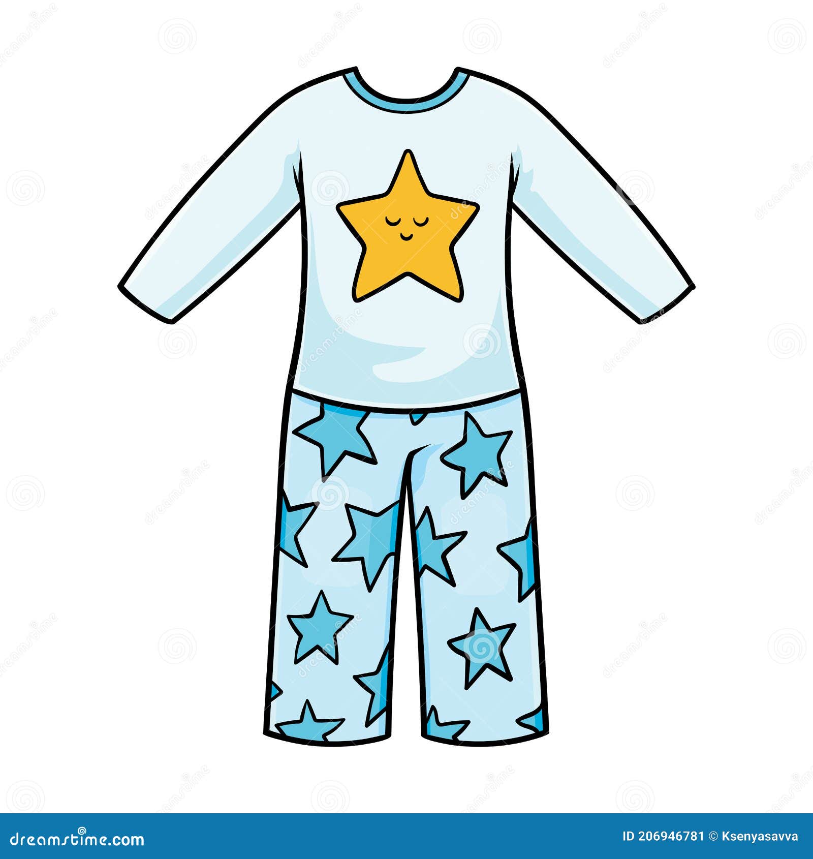 Cartoon Vector Illustration, Pyjamas with a Stars Pattern Stock Vector ...