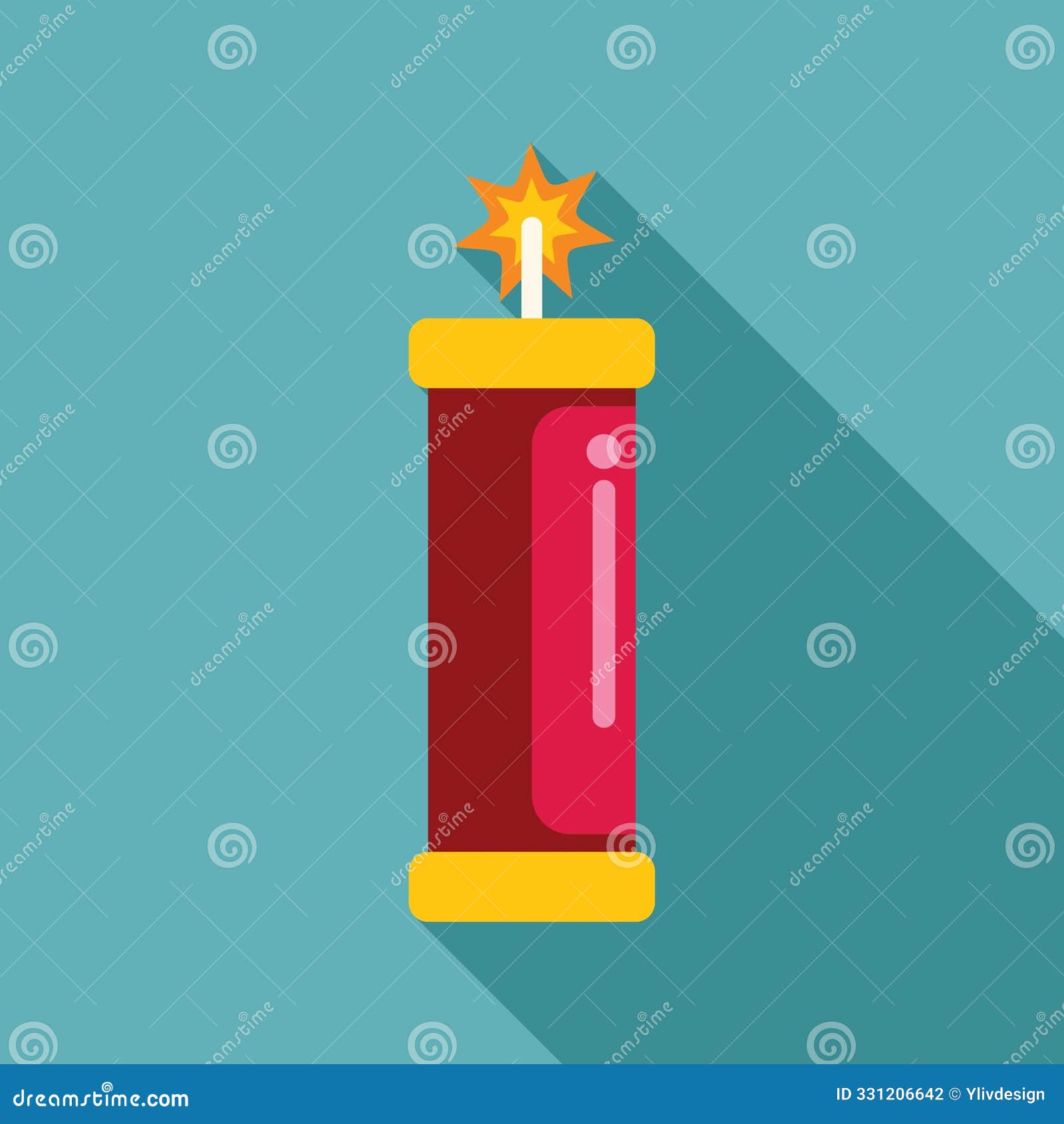 Red Firecracker with Burning Wick on Turquoise Background Stock ...