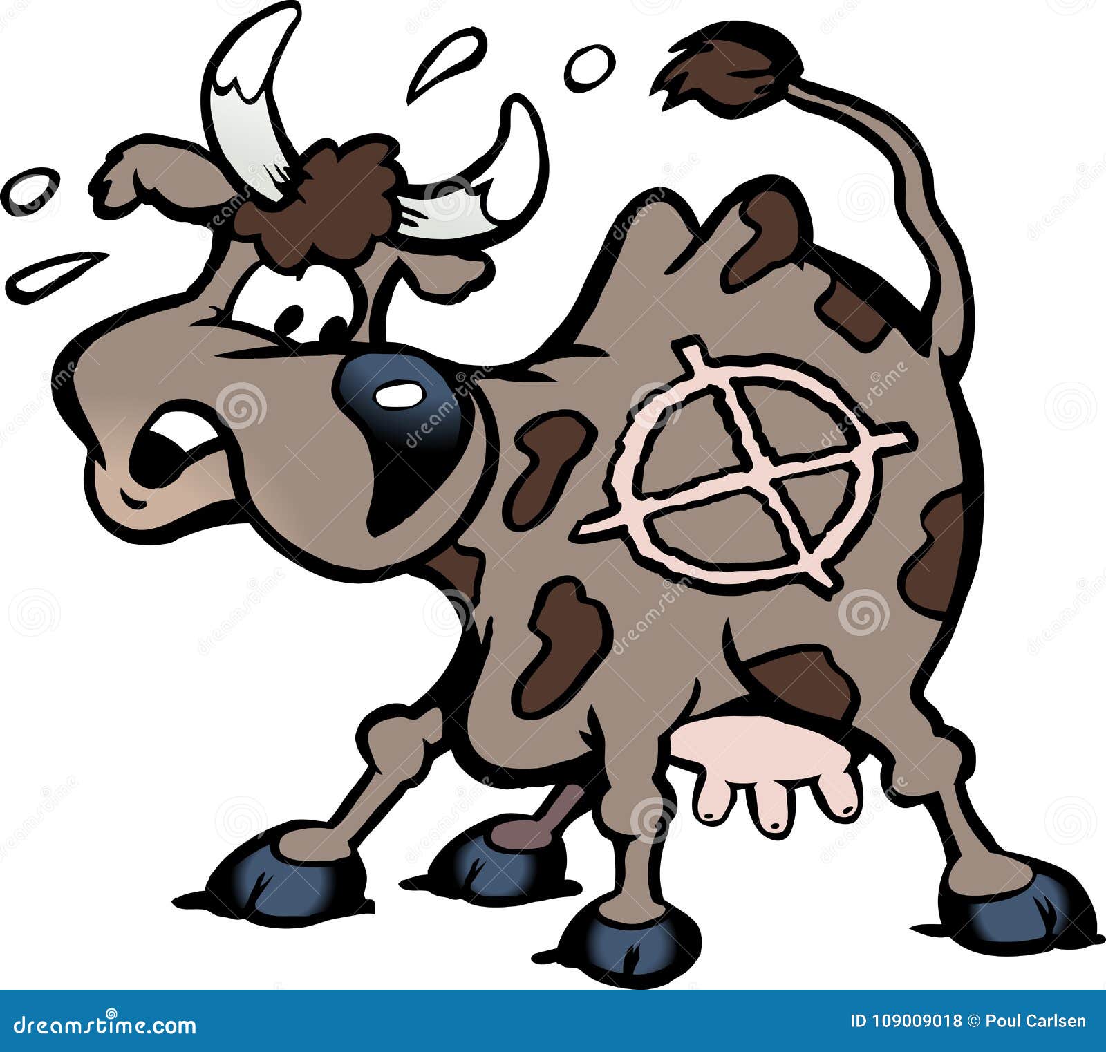 Cartoon Vector Illustration of a a Scared Cow in the Shot Line Stock ...