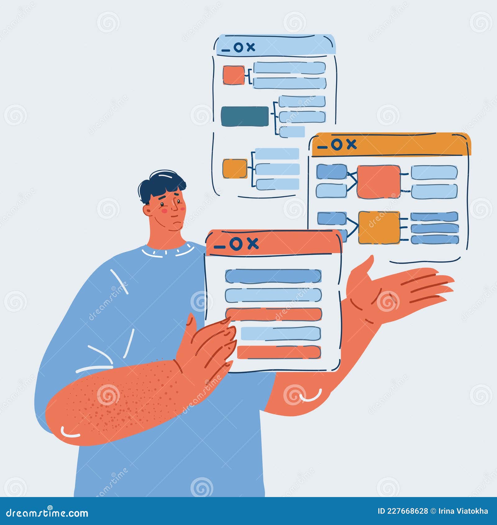 Vector Illustration of Startup Business, Software Developer Working and ...