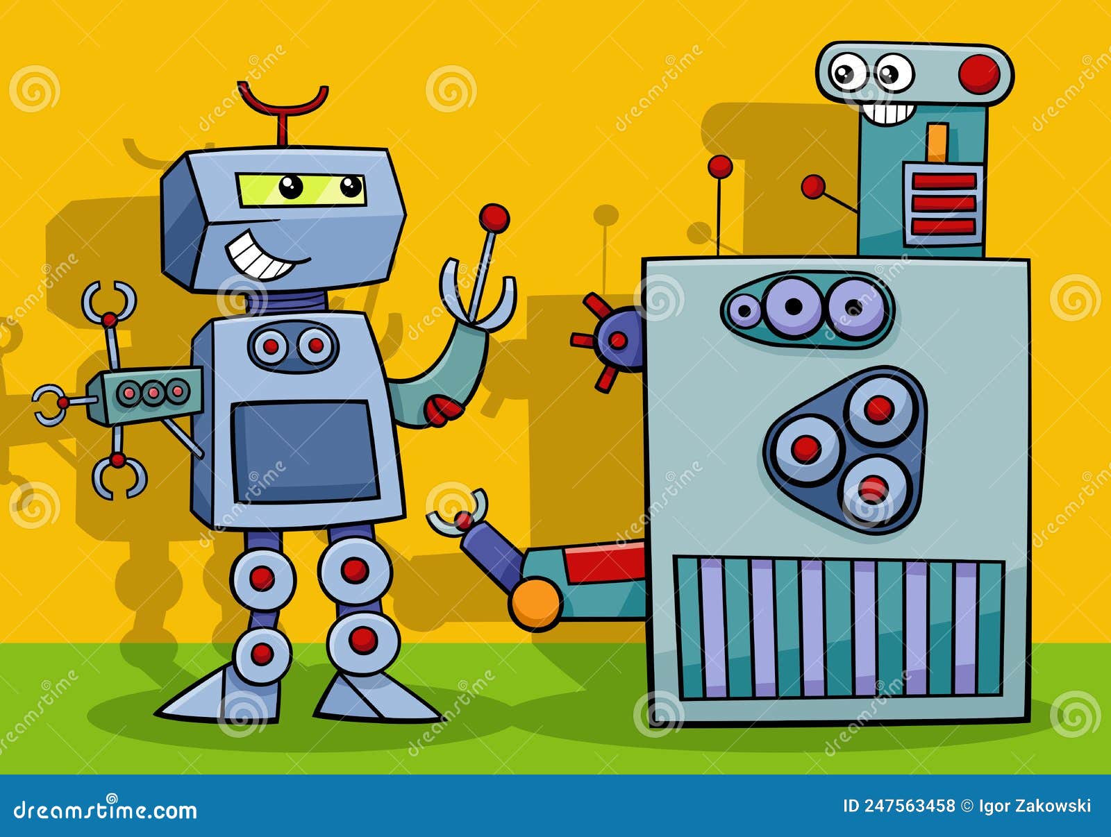 Talking Robots Cartoon Fantasy Characters Vector Illustration ...