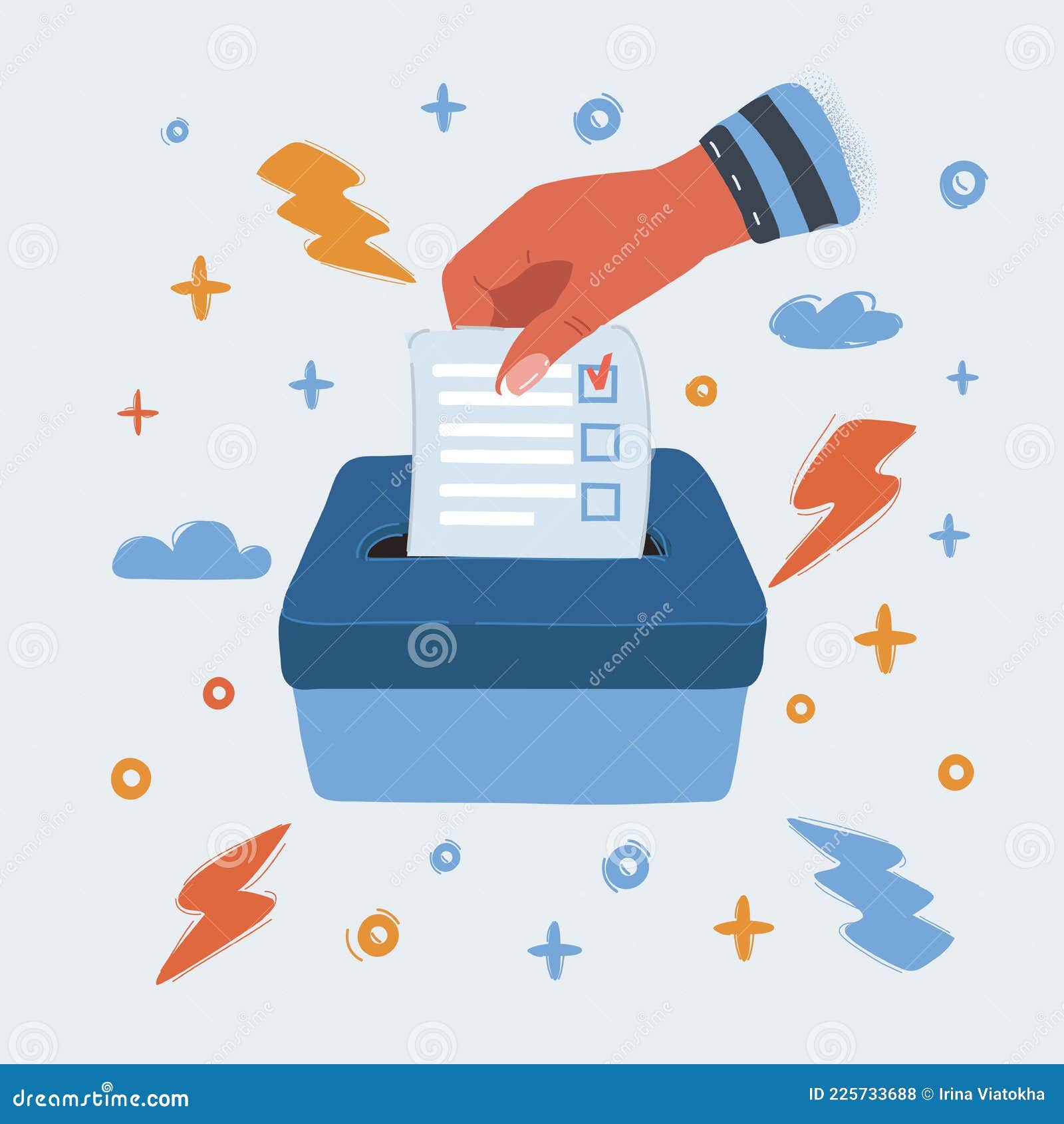 Vector Illustration of Voting Box with Hand Stock Vector - Illustration ...