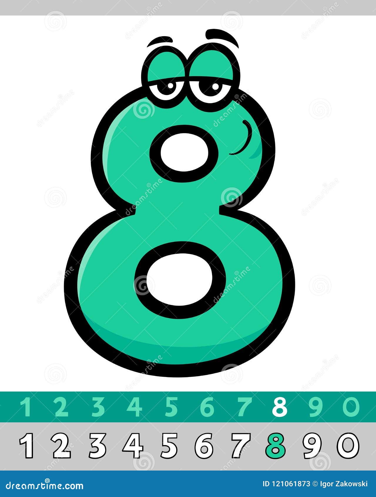 Vector Number Eight Cartoon Character Stock Vector - Illustration of ...