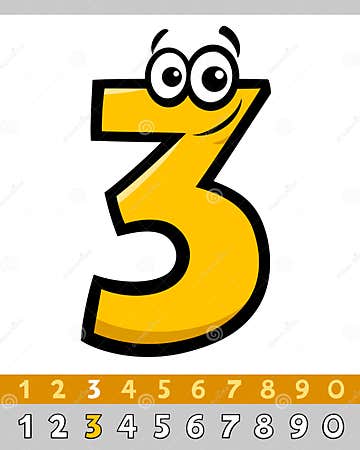 Number Three Vector Cartoon Character Stock Vector - Illustration of ...