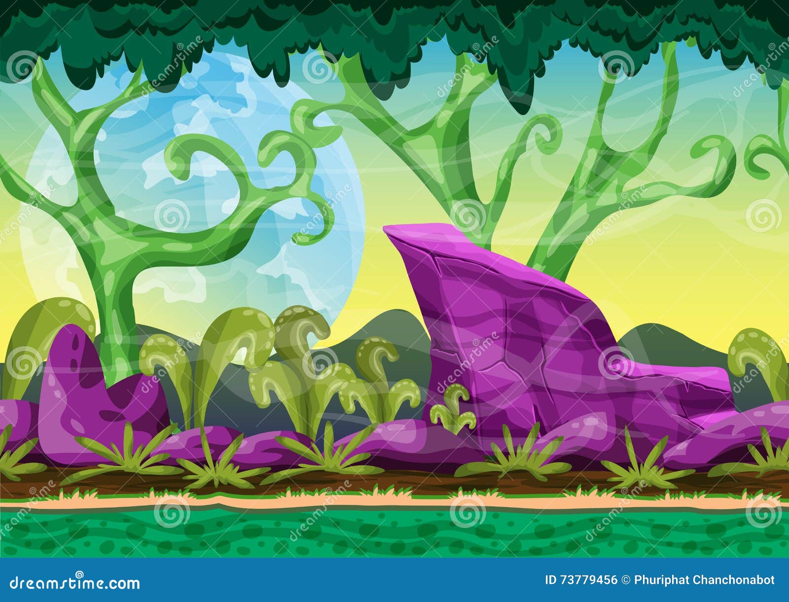 Cartoon Vector Landscape with Separated Layers for Game and Animation ...