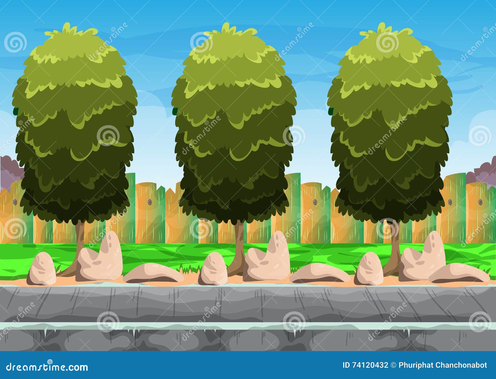 Cartoon Vector Landscape with Separated Layers Stock Vector ...