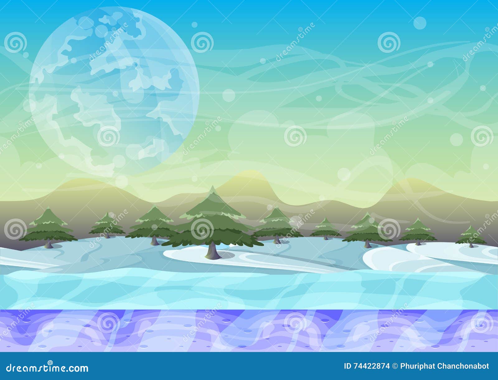 Cartoon Vector Landscape with Separated Layers Stock Vector ...